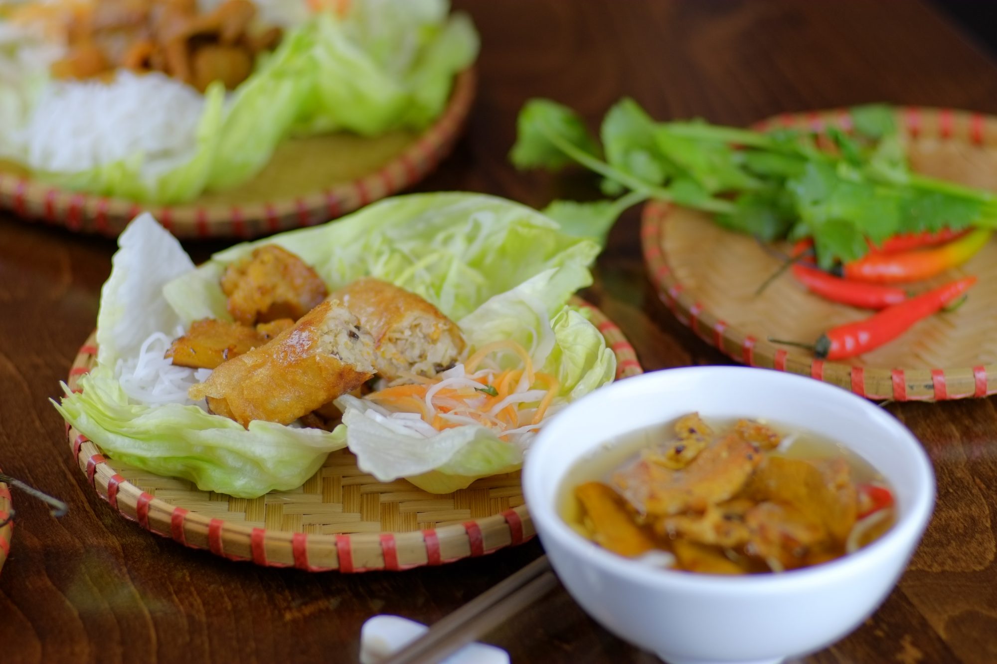 Grilled pork and spring roll dish - MOC Kitchen in Charing Cross